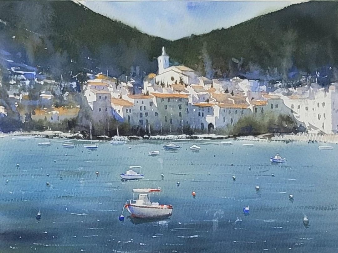 Original Watercolor Painting of Cadaqués, Costa Brava Seascape, Spanish ...