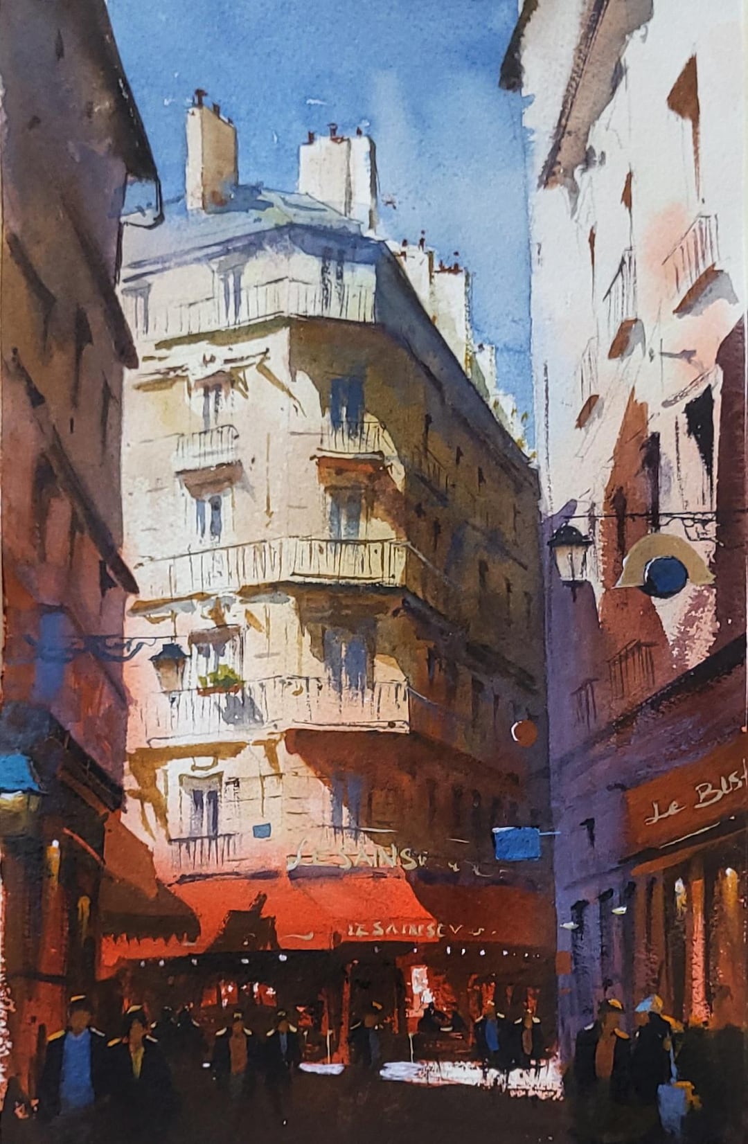 Watercolor Paris, Original Watercolor Painting, French Cafe, Colorful ...