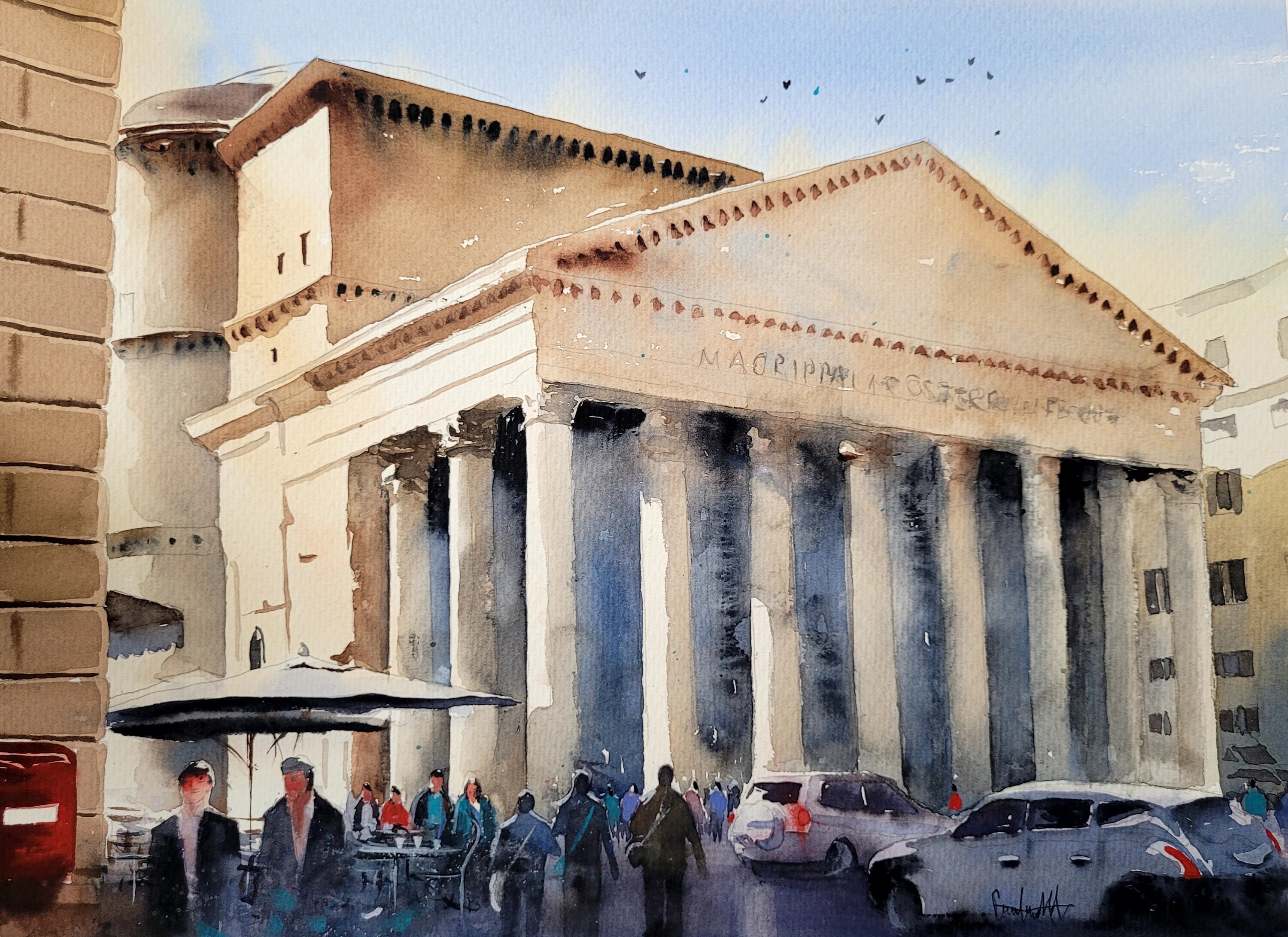 Pantheon Original Watercolor Painting Watercolor Rome Italian Cities ...