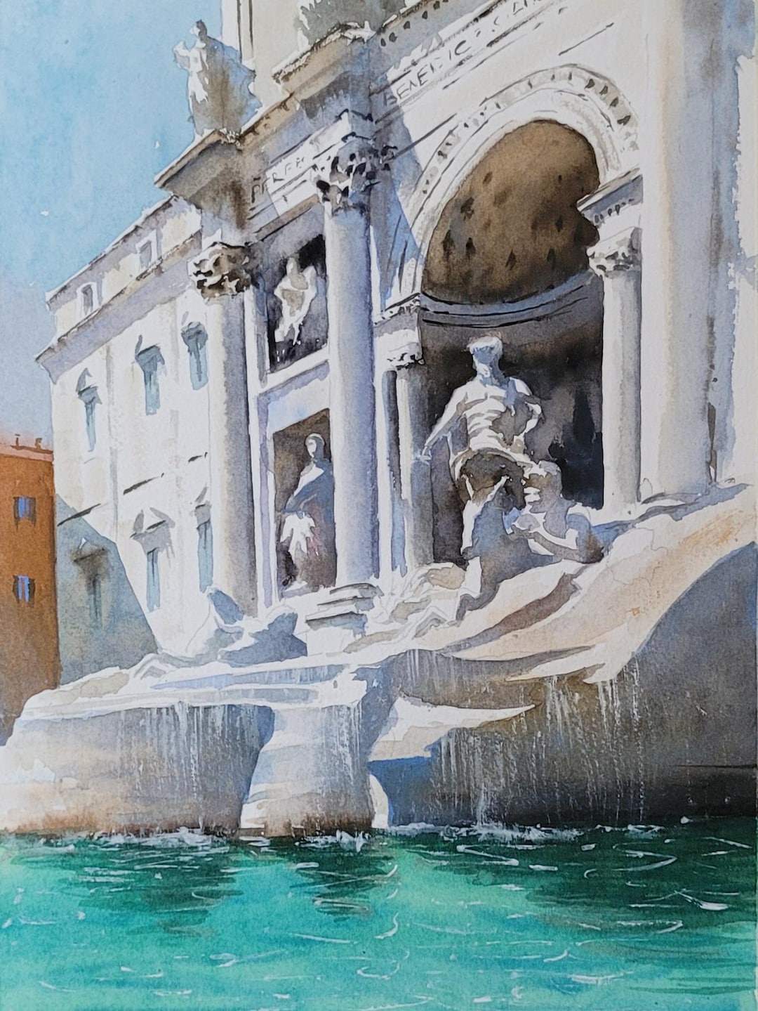 Trevi Fountain | Original Watercolor Painting | Rome Italy | Baroque ...