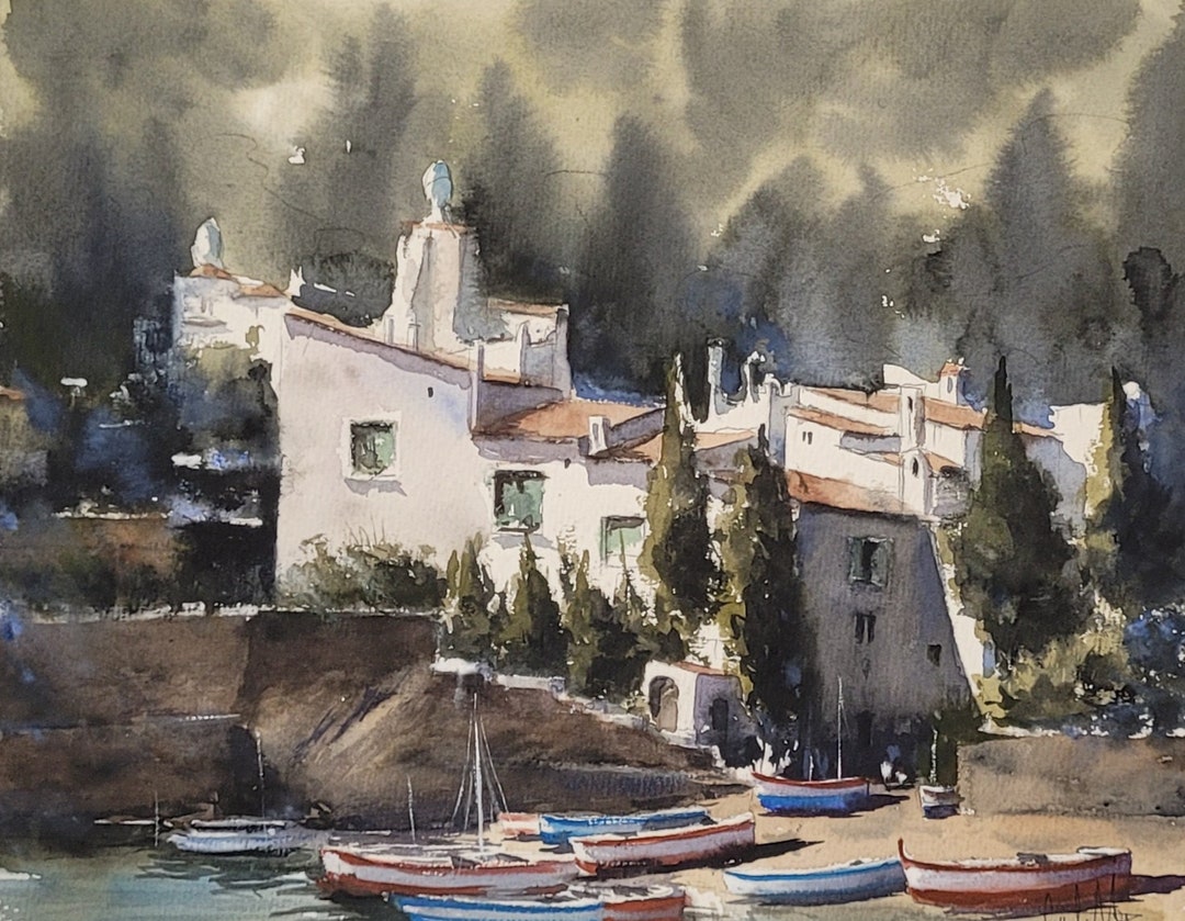 Original Watercolor Cadaqués Painting, Dali's House, Port Lligat ...