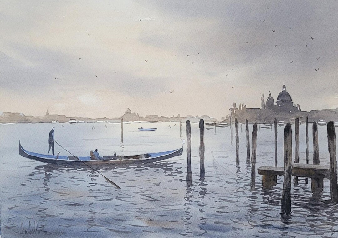 Watercolor Venice, Original Hand Made Painting, Gondola Ride, Italy ...