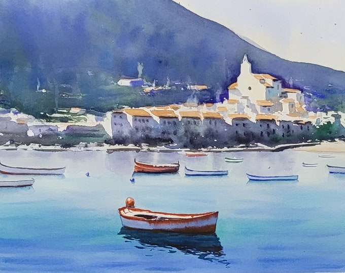 Cadaques Original Watercolor Painting Costa Brava Watercolor Spain ...