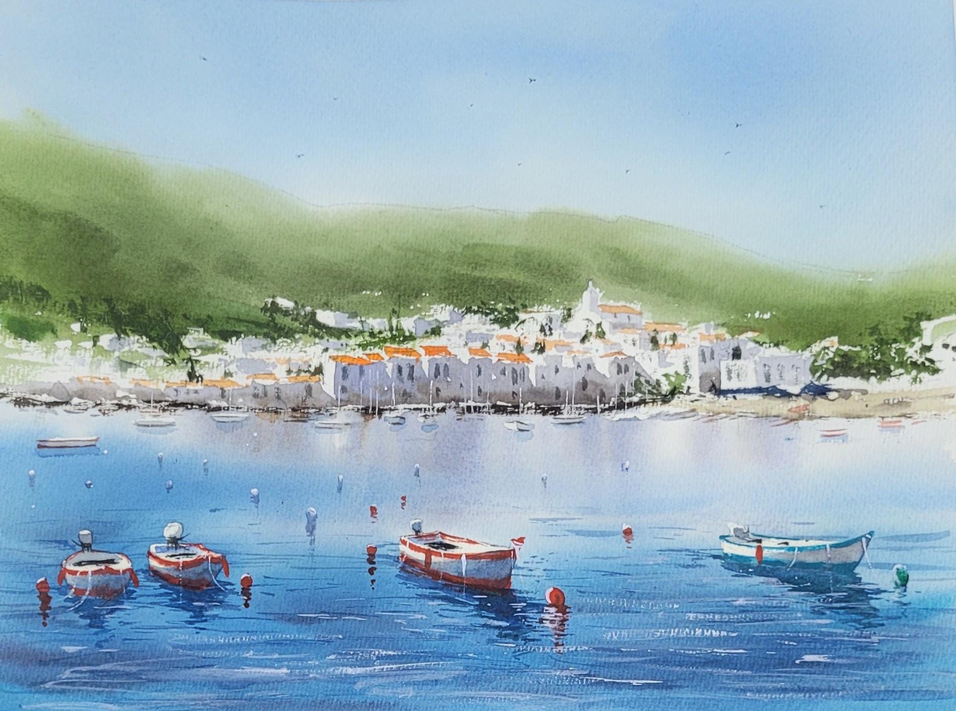 Watercolor Cadaques, Original Hand Made Painting, Costa Brava, Spain ...