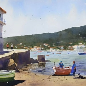 Cadaques Original Watercolor Painting Costa Brava Watercolor Spain ...