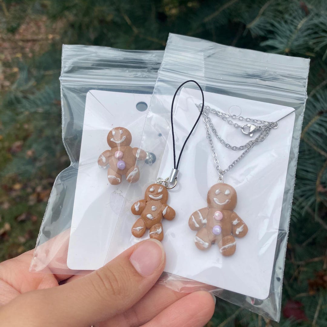 Gingerbread Necklace Brooch Magnet and Phone Charm Combo Holiday ...
