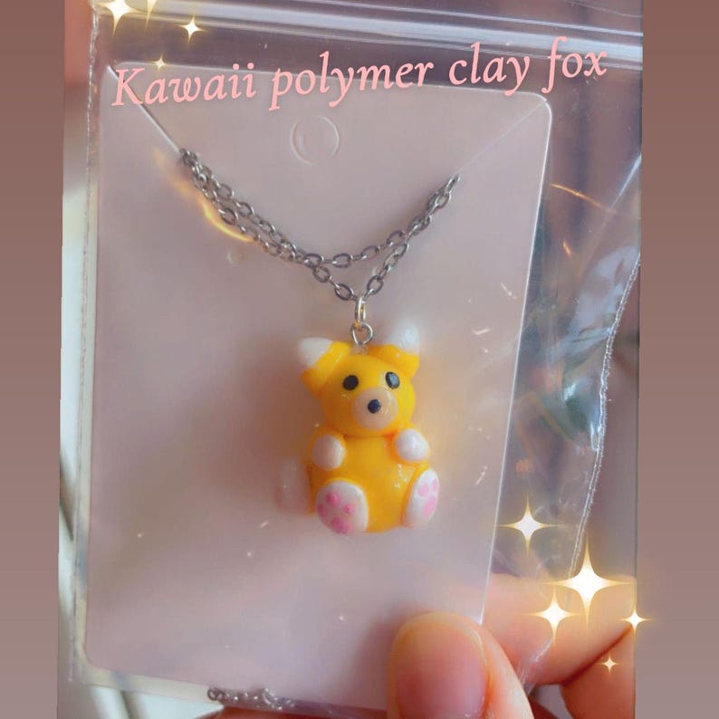 Kawaii Cute Polymer Clay Handmade Fox Necklace - Etsy
