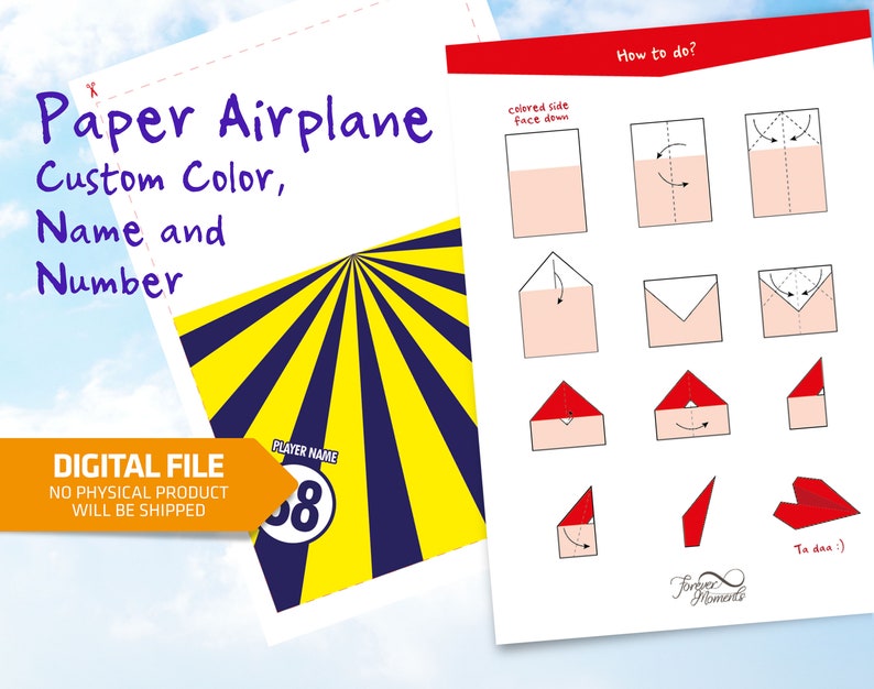 Custom Paper Plane Template Airplane Birthday Decorations Paper ...