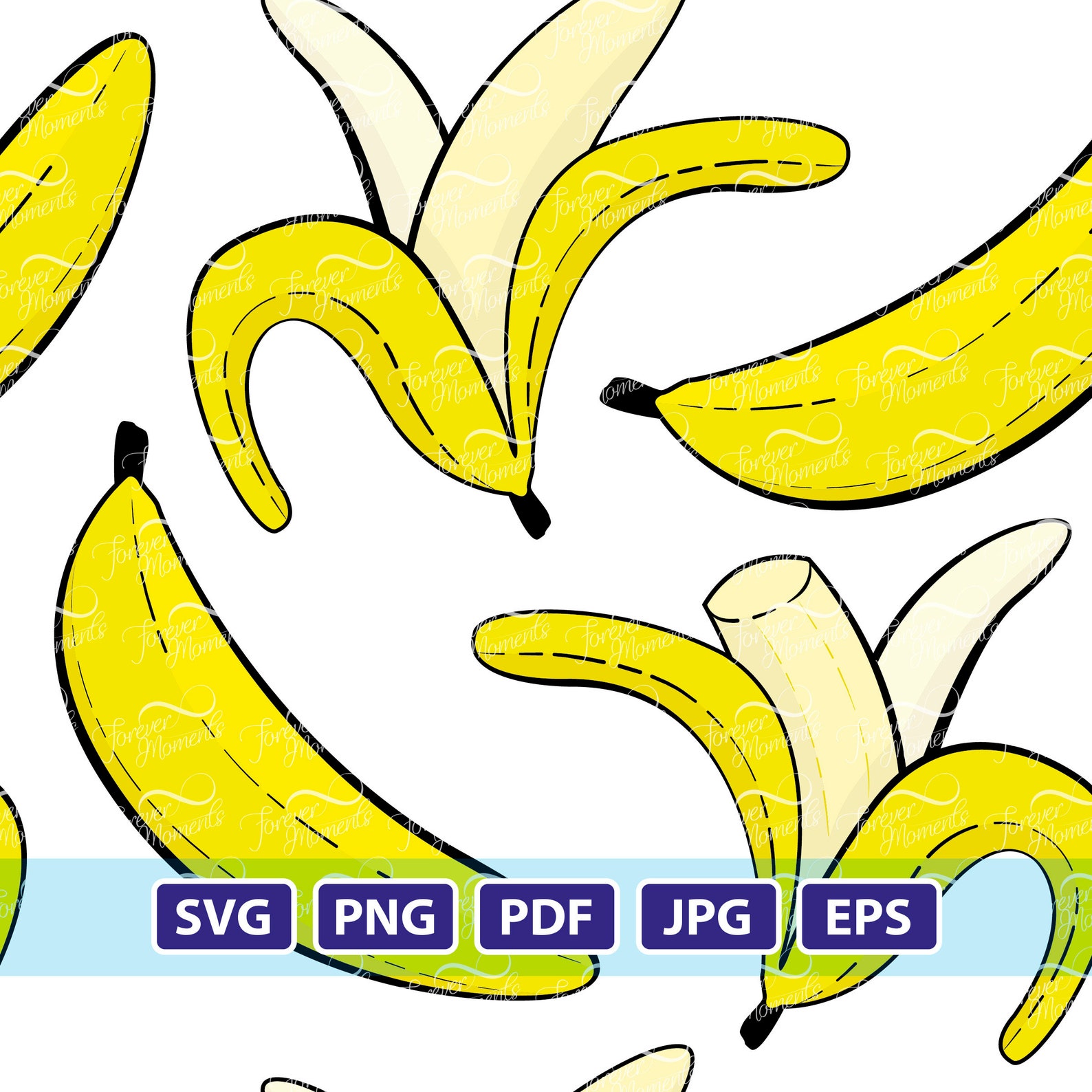 Banana Svg, Pdf, Png, Jpg, Eps - Banana Pattern, Banana Seamless ...