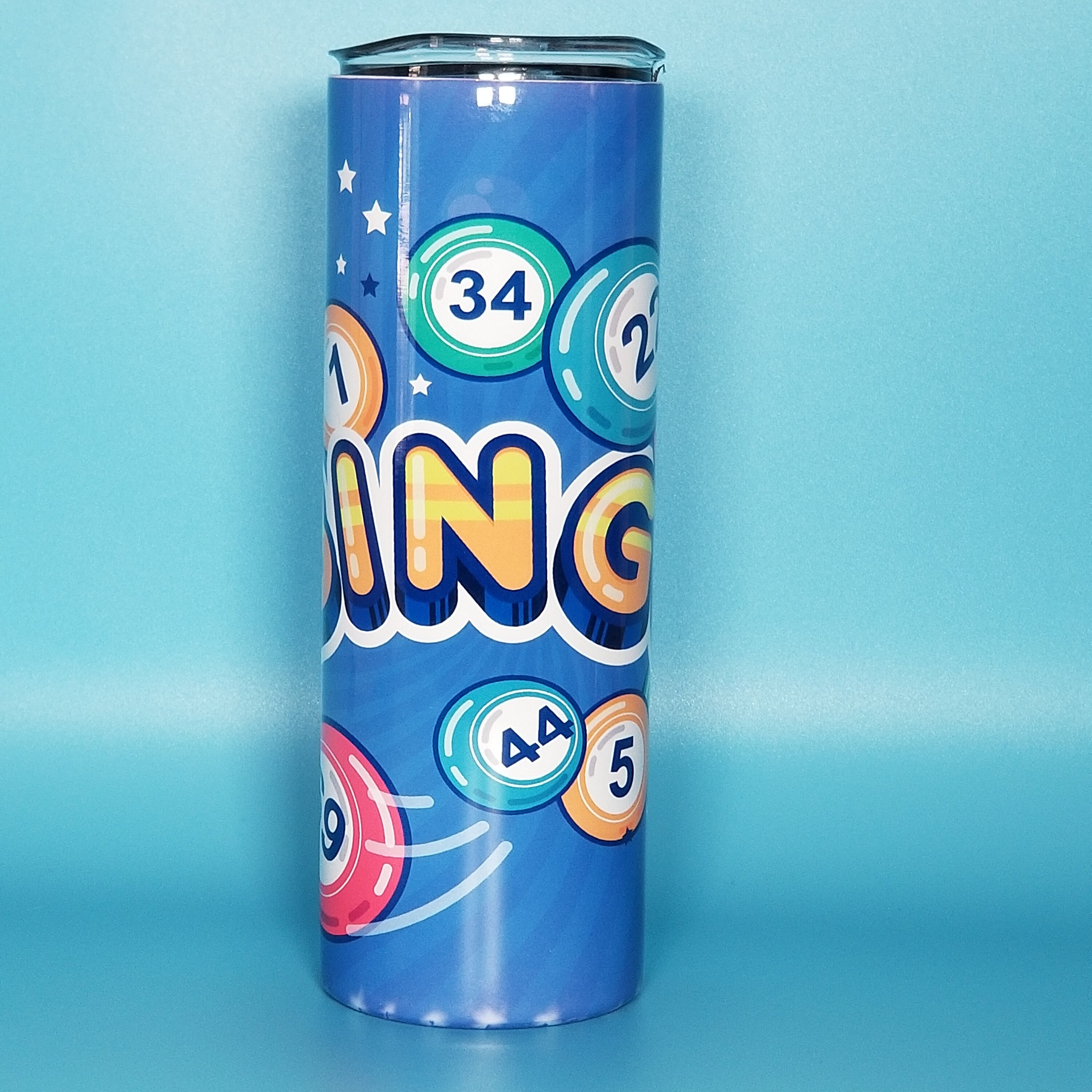 Decorated Bingo Skinny Tumbler, Bingo Tumbler With Acrylic Ice Cubes ...