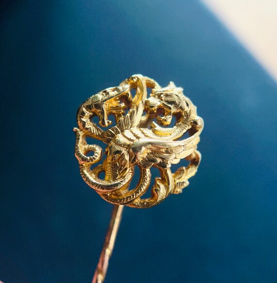Dragon & Snake, Antique Tie Pin, Victorian Pin, Art … - Gem