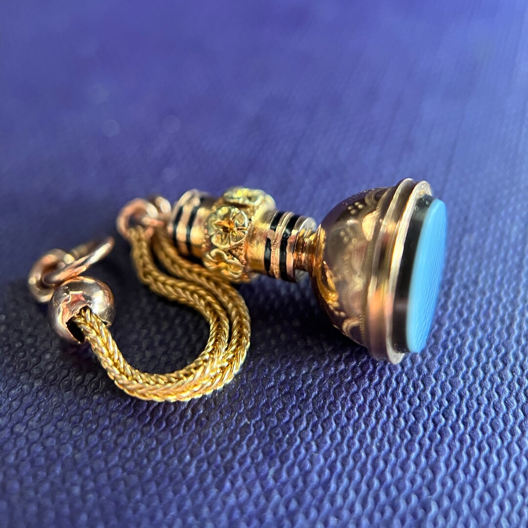 Victorian Fob Pendant, Victorian Pendant, Antique Fob, Agate & 18k Gold ...