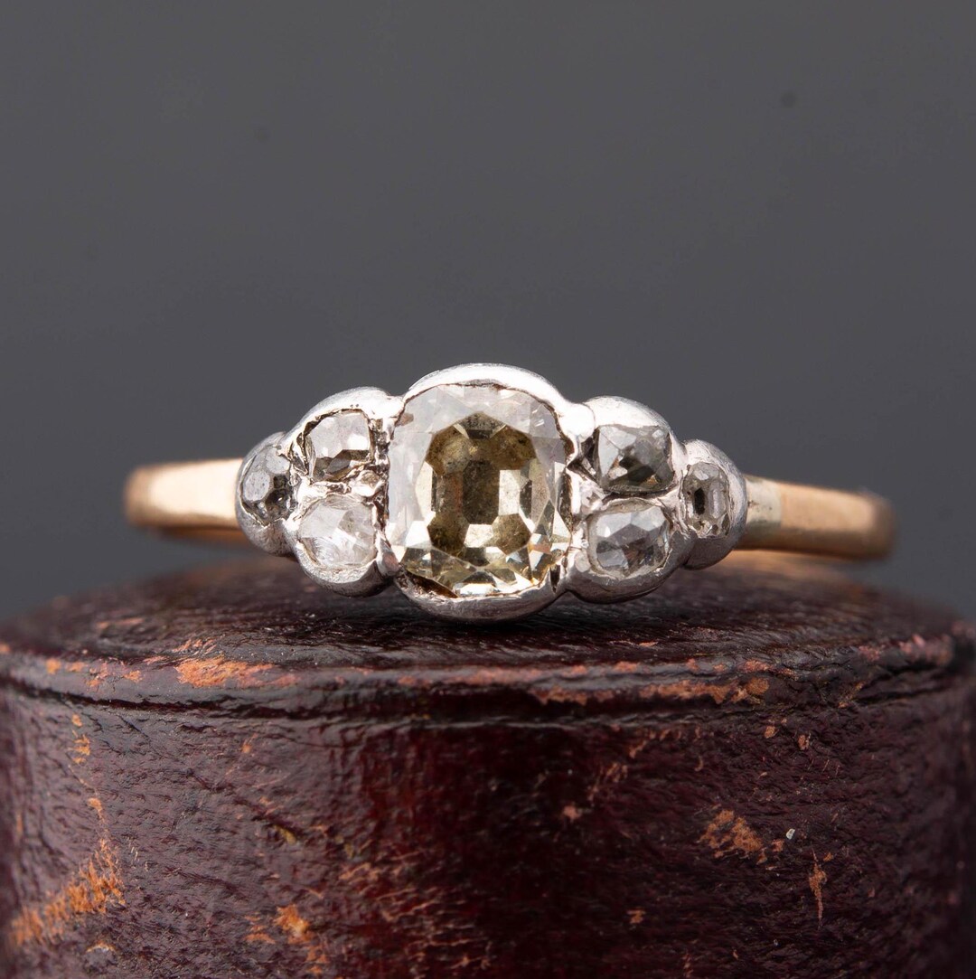 Antique Georgian Ring, Antique Diamond Ring, 18ct Yellow Gold & Silver ...
