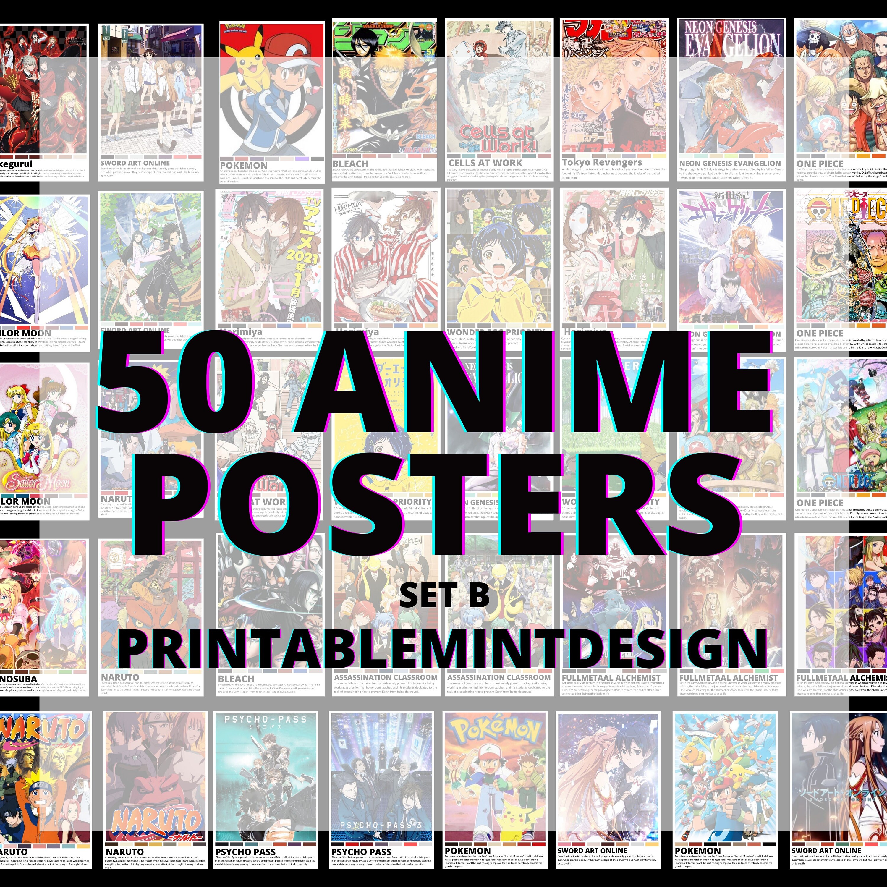 NEW 50 High Quality Anime Posters Digital Collage Kit Anime | Etsy