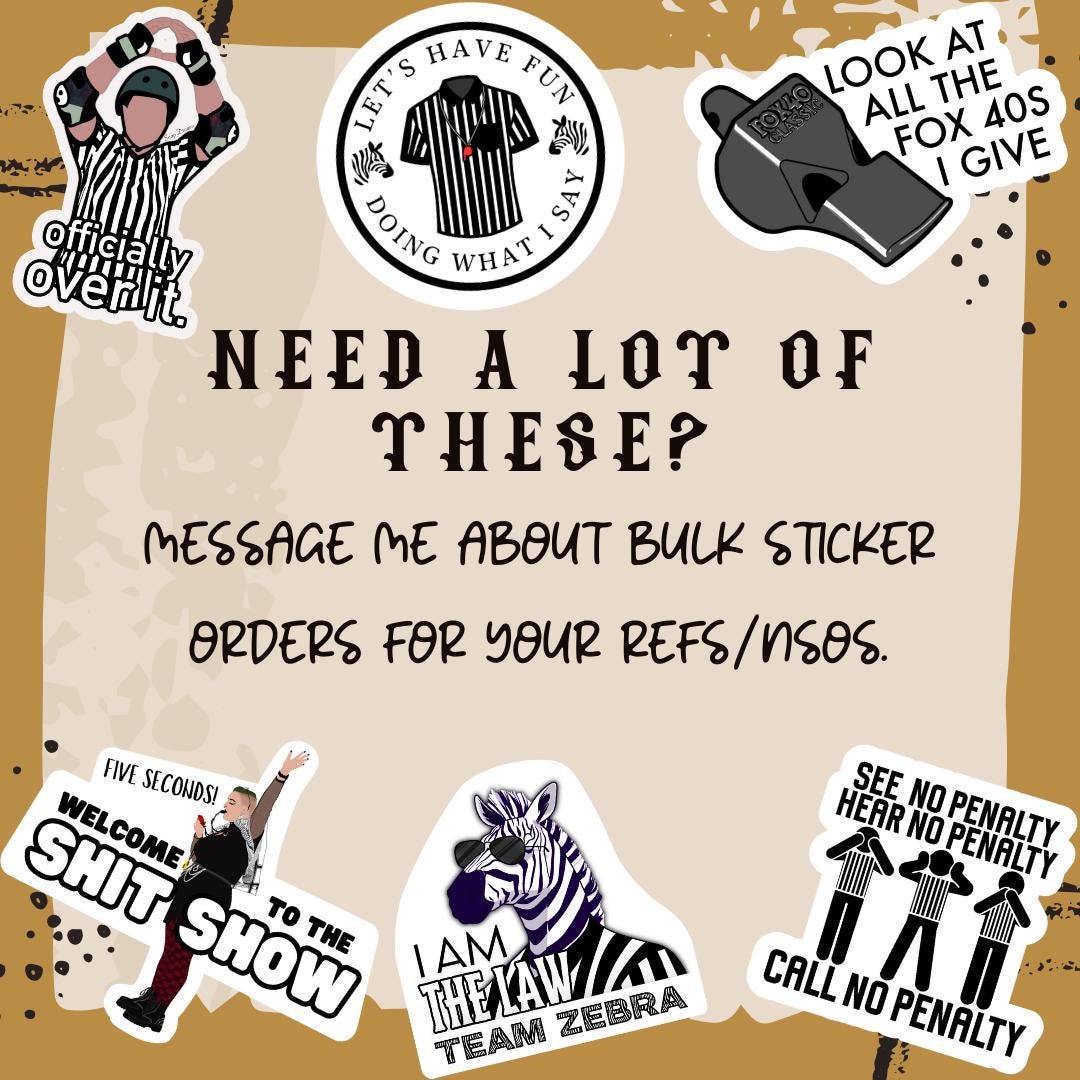 6-pack Roller Derby Ref & NSO Sticker Set Original Designs Perfect for ...