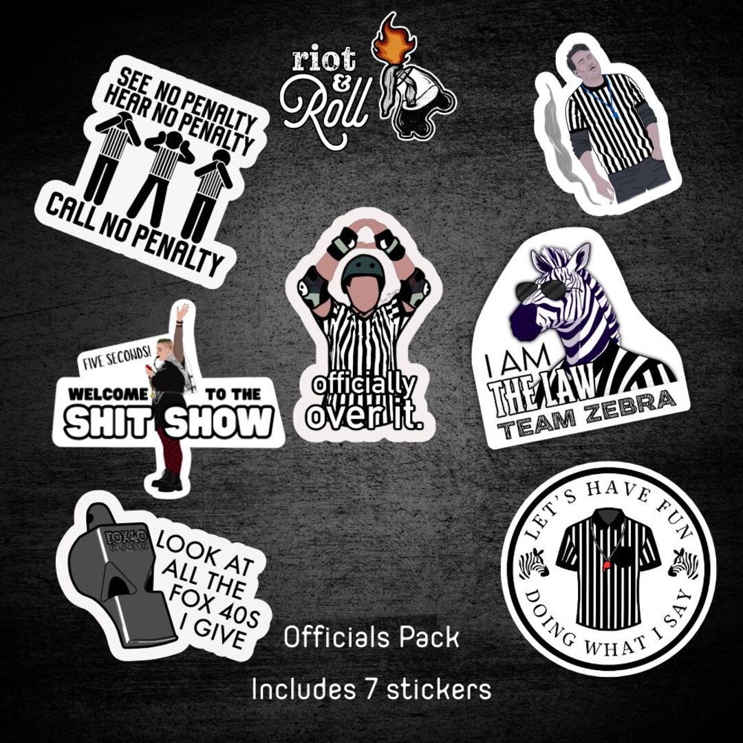 6-pack Roller Derby Ref & NSO Sticker Set – Original Designs – Perfect ...