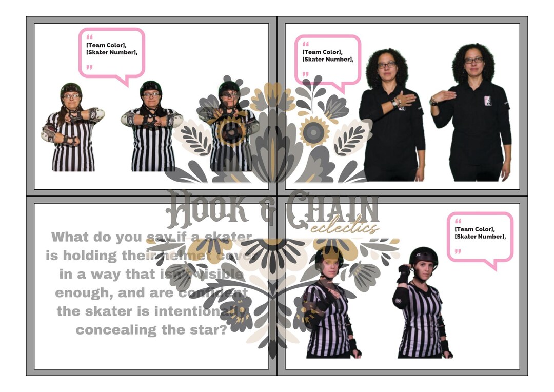 WFTDA Ref Hand Signals DIGITAL Flashcards, Cues, Codes, and Signals ...