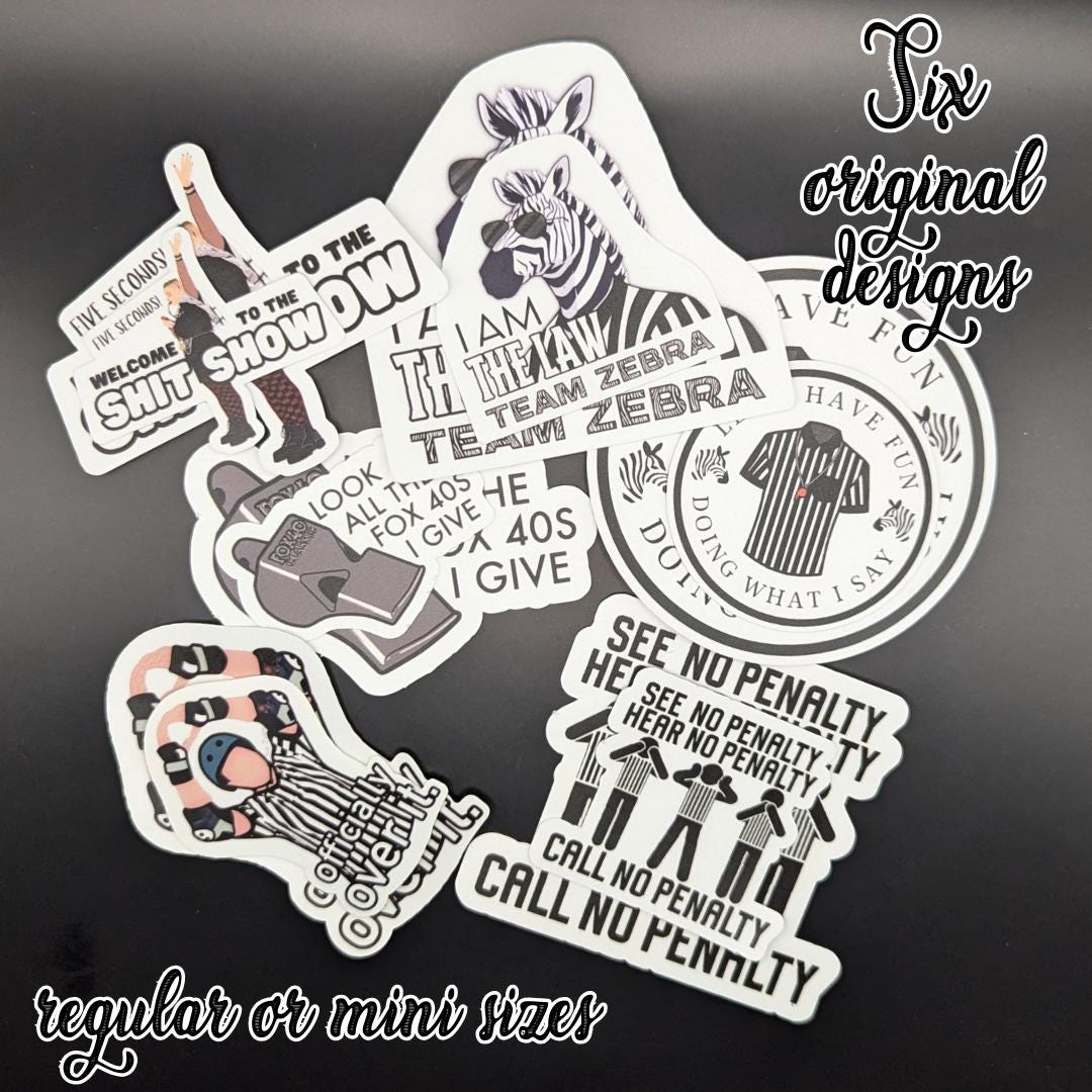 6-pack Roller Derby Ref & NSO Sticker Set Original Designs Perfect for ...