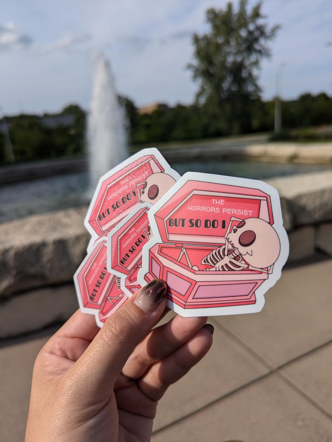 The Horrors Persist Sticker, Coffin Sticker, Skeleton Sticker, Coffin ...