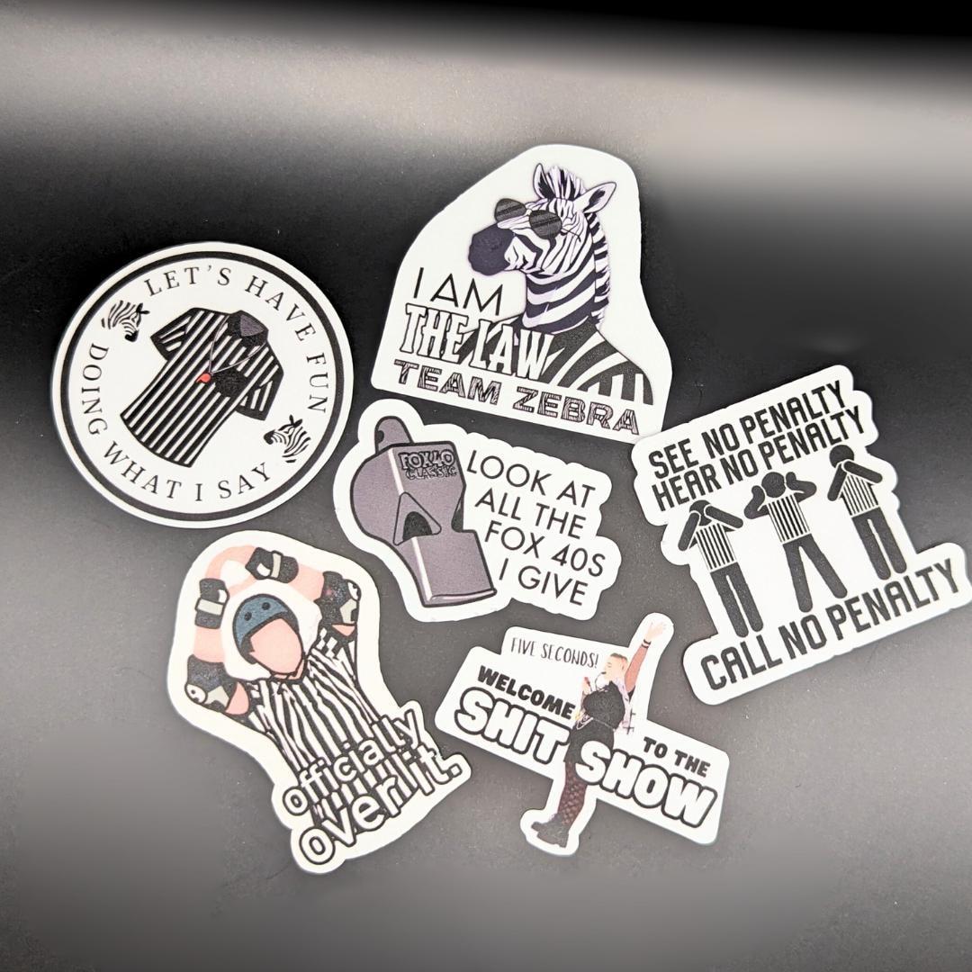 6-pack Roller Derby Ref & NSO Sticker Set – Original Designs – Perfect ...