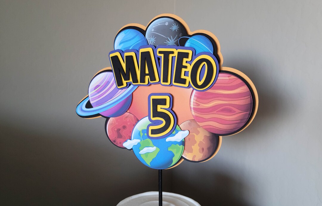 Custom Solar System Cake Topper - Space Cake Topper, Planets Birthday ...