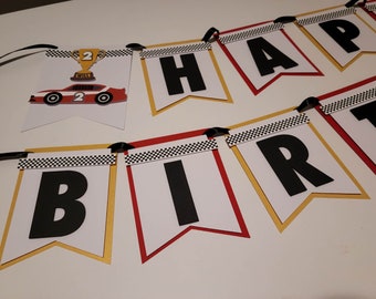 Custom Race Car Themed Birthday Banner-choose Your Color Racecar - Etsy