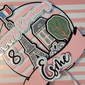 Paris Cake Topper Classic French Cake Topper | Personalized Eiffel ...