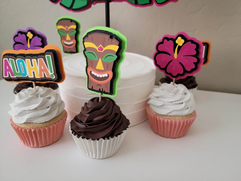 Tropical Luau Cake Topper Hawaiian Theme Tiki Birthday Party ...