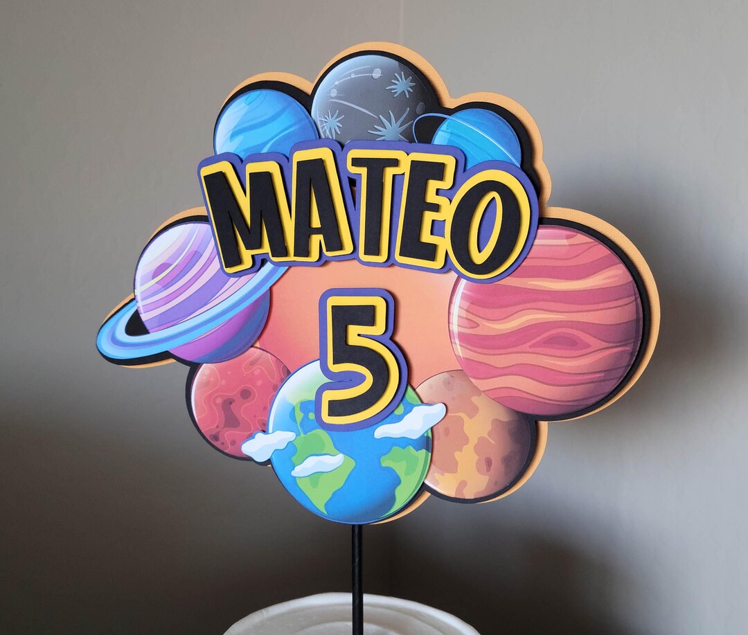 Custom Solar System Cake Topper - Space Cake Topper, Planets Birthday ...