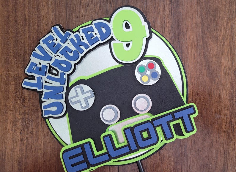 Gamer Unlocked Level Cake Topper - Personalize With a Name and Age ...