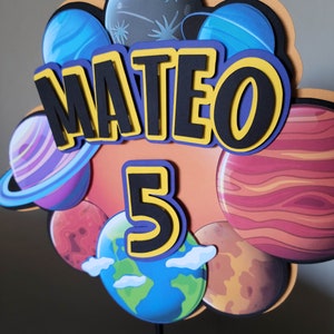 Custom Solar System Cake Topper - Space Cake Topper, Planets Birthday ...