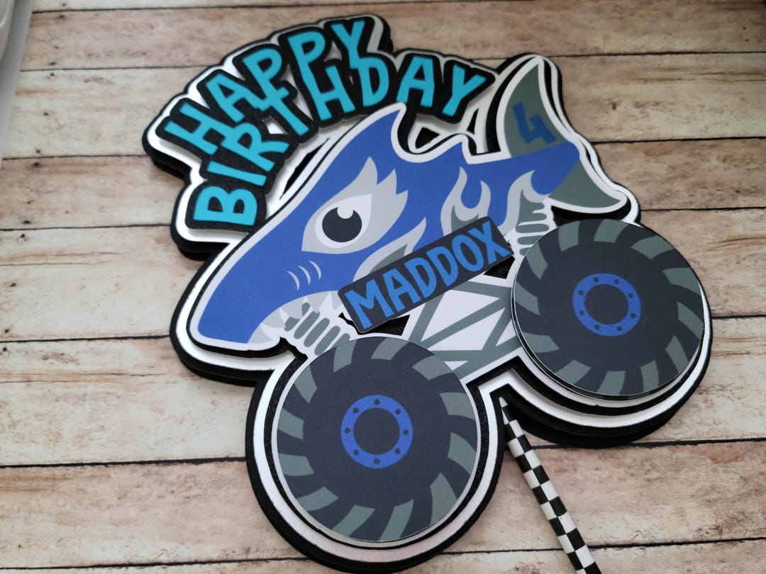 Animal Monster Truck Cake Toppers - Megalodon Shark, Tiger Shark ...