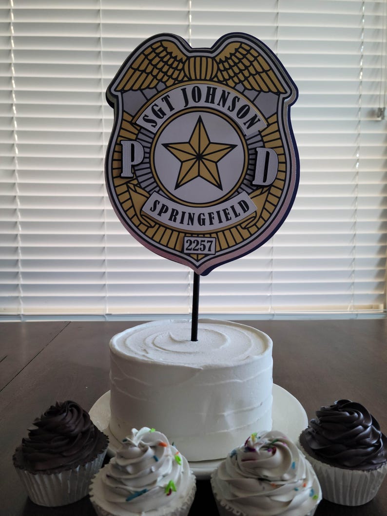 Police Badge Cake Topper - Custom Law Enforcement Theme Birthday ...