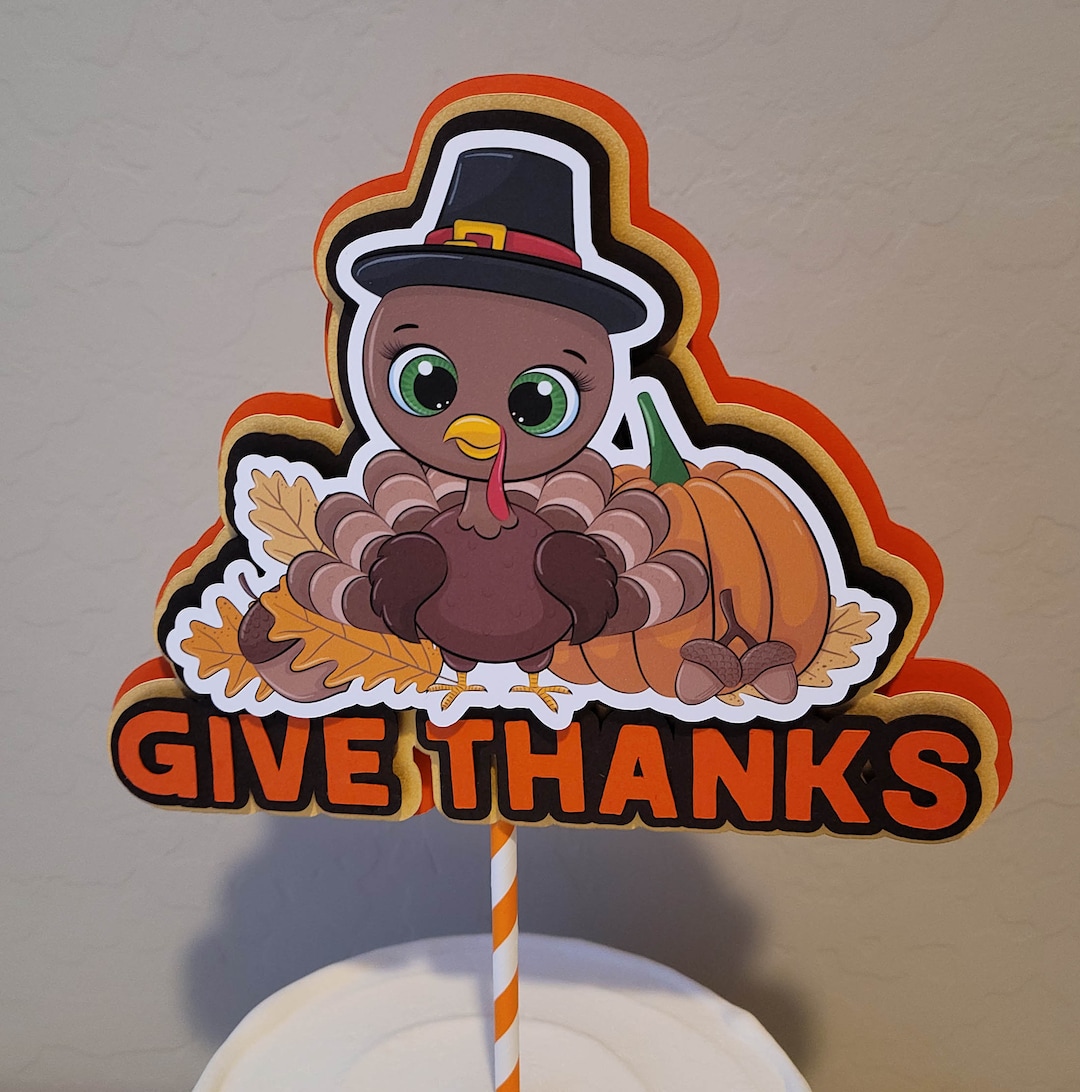 Turkey Cake Topper - Thanksgiving Holiday Decor - Friendsgiving Cake ...