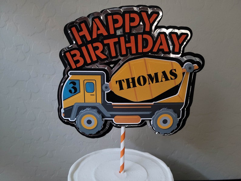 Cement Mixer Cake Topper - Construction Theme Birthday Party Decor ...