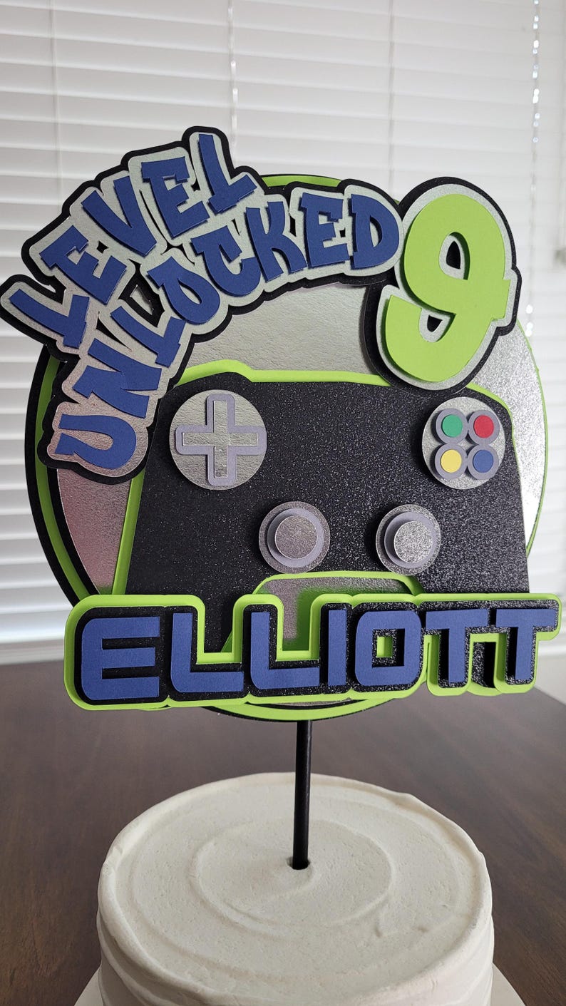 Gamer Unlocked Level Cake Topper - Personalize With a Name and Age ...