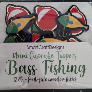 Bass Fishing Design - Birthday Party Cake Topper Fishing Lure Cupcakes ...