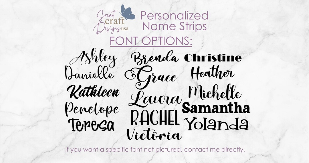 Vinyl Name Strips Personalized Name Decals Elegant Script Writing for ...