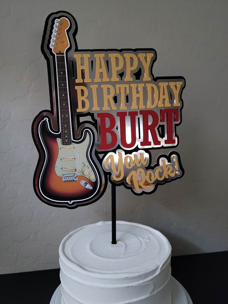 Guitar Birthday Cake Topper - 3D Custom Cake Topper for All Ages ...