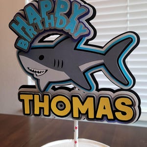 Shark Cake Topper | Custom Birthday Cake Topper | 3D Cake Topper | Add ...