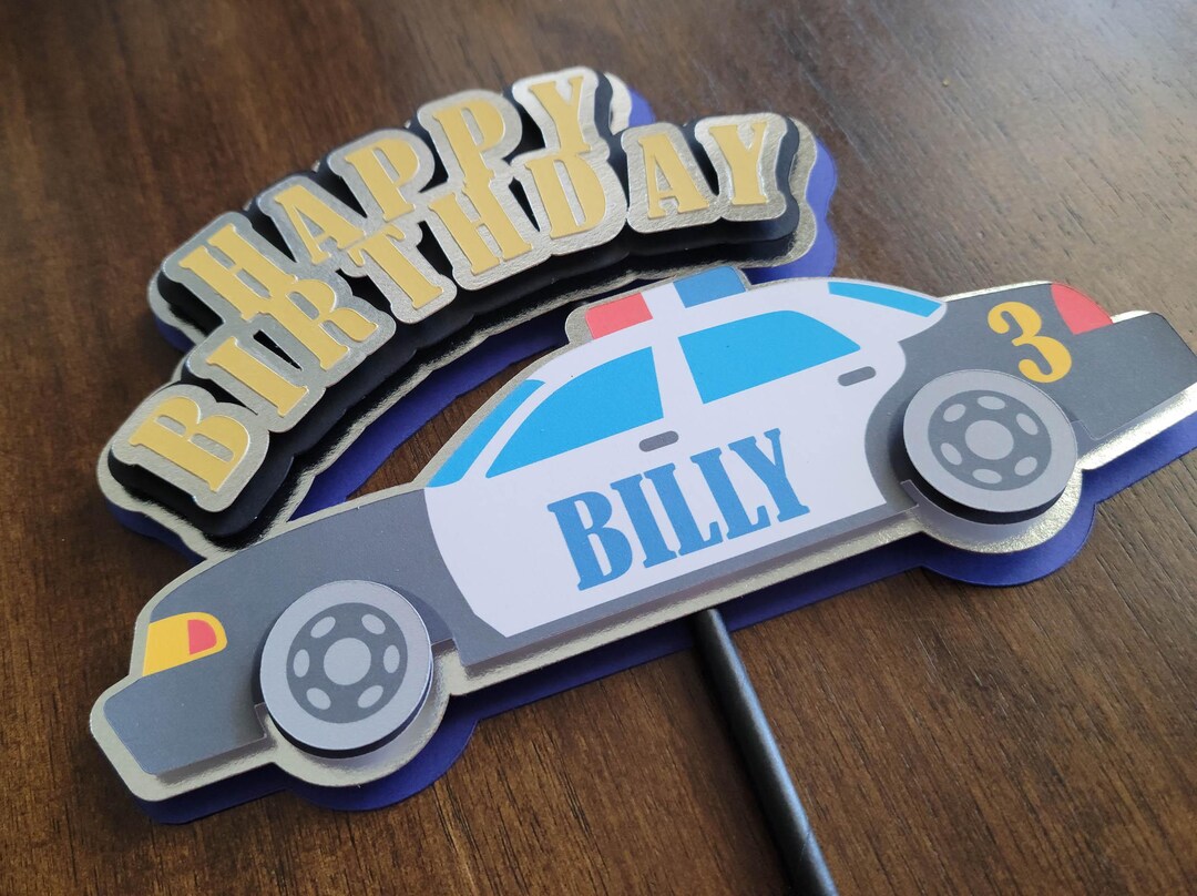 Police Car Cake Topper - Custom Law Enforcement Birthday Theme ...