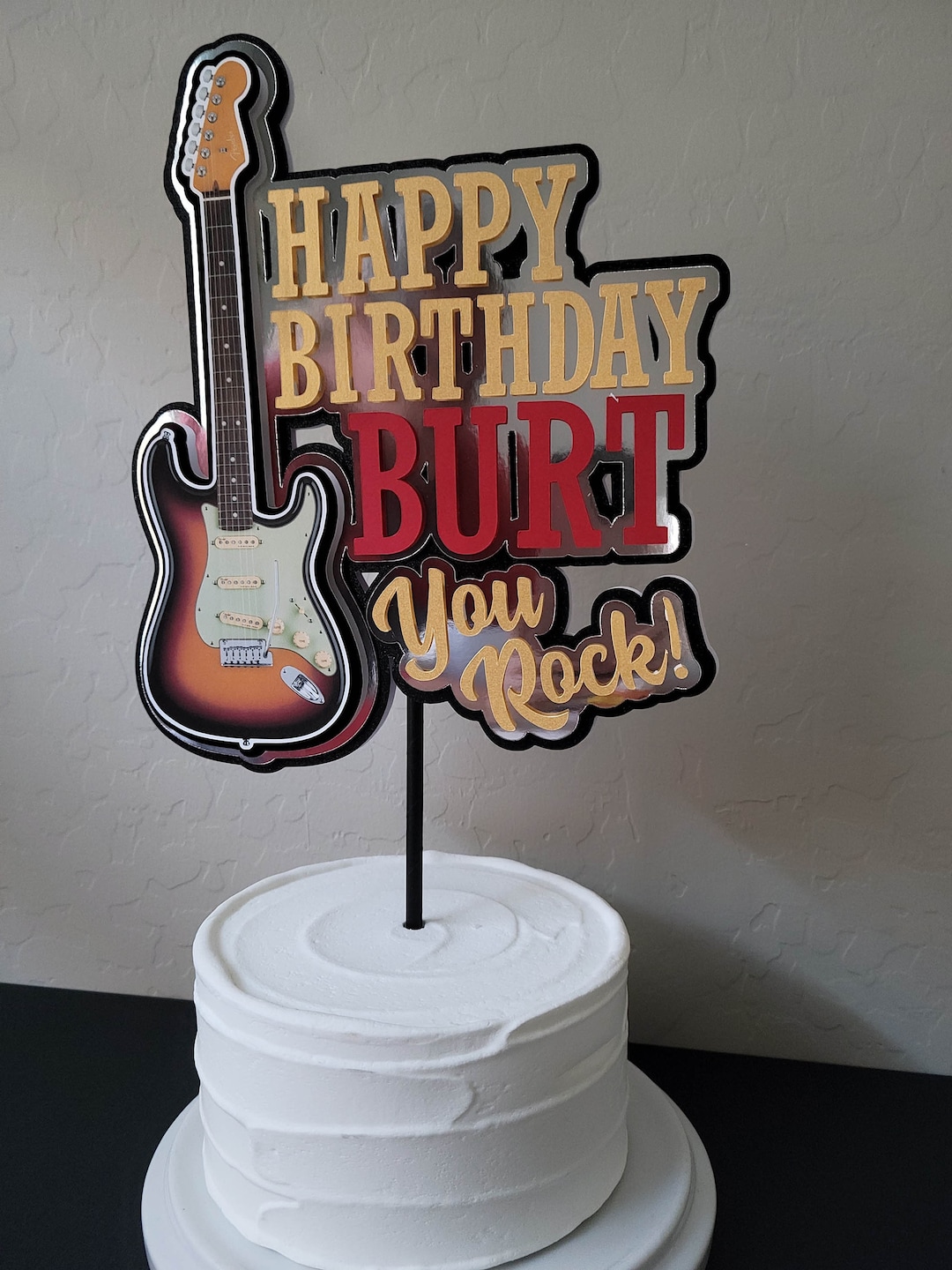 Guitar Birthday Cake Topper - 3D Custom Cake Topper for All Ages ...