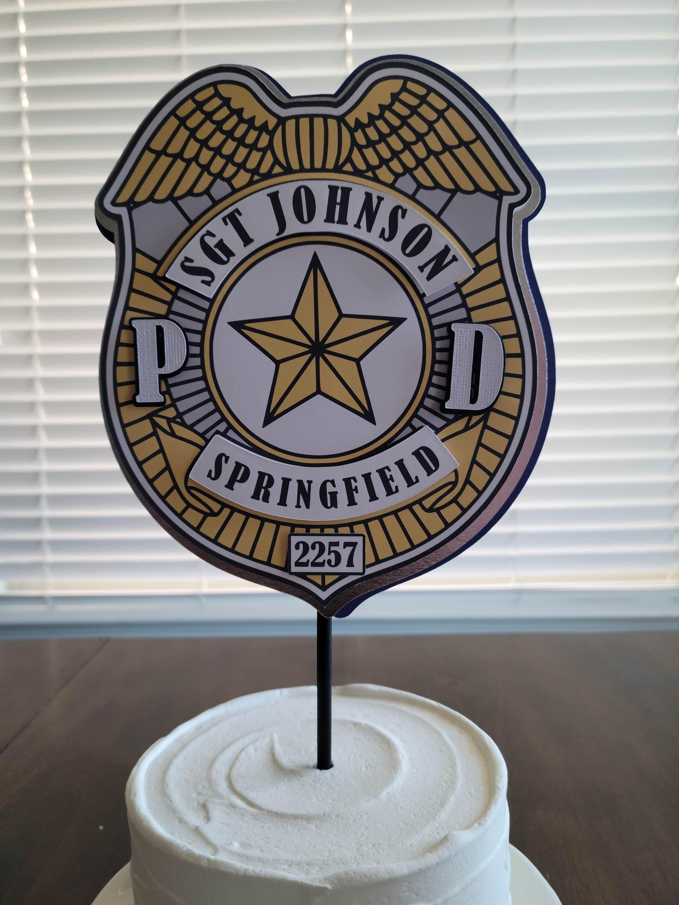 Police Badge Cake Topper - Custom Law Enforcement Theme Birthday ...