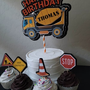Cement Mixer Cake Topper - Construction Theme Birthday Party Decor ...