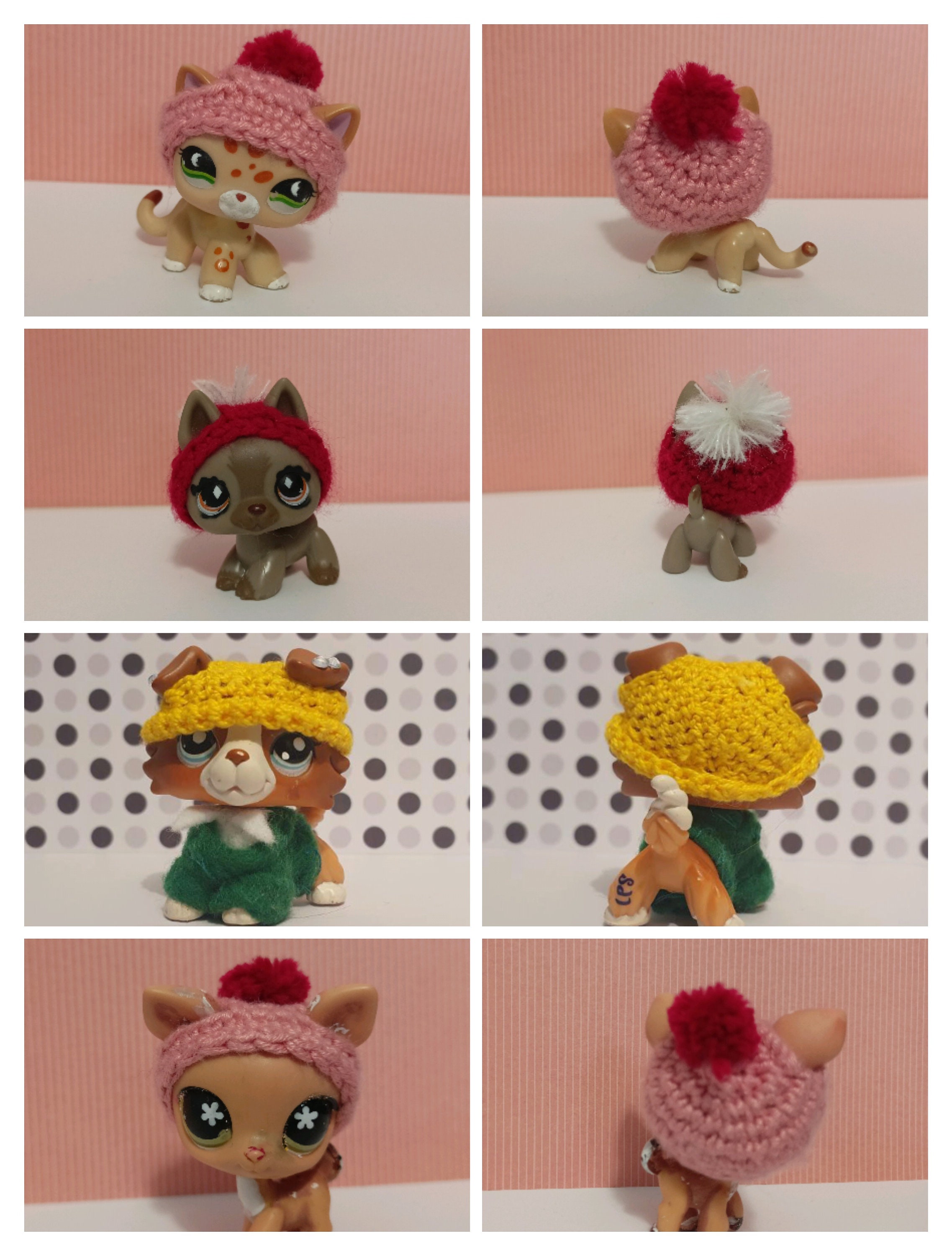 Bobble Hat Beanie Crocheted for LPS POP Littlest Pet Shop Figures Handmade Clothes Wool Custom ...
