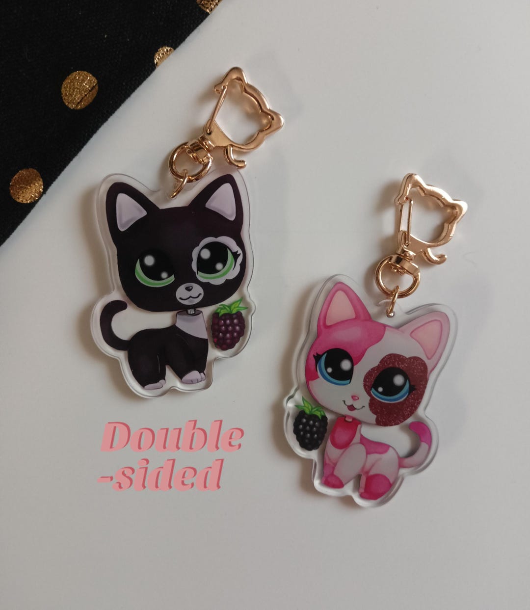 Double-sided Acrylic LPS Littlest Pet Shop Keychain Pendant Shorthair ...