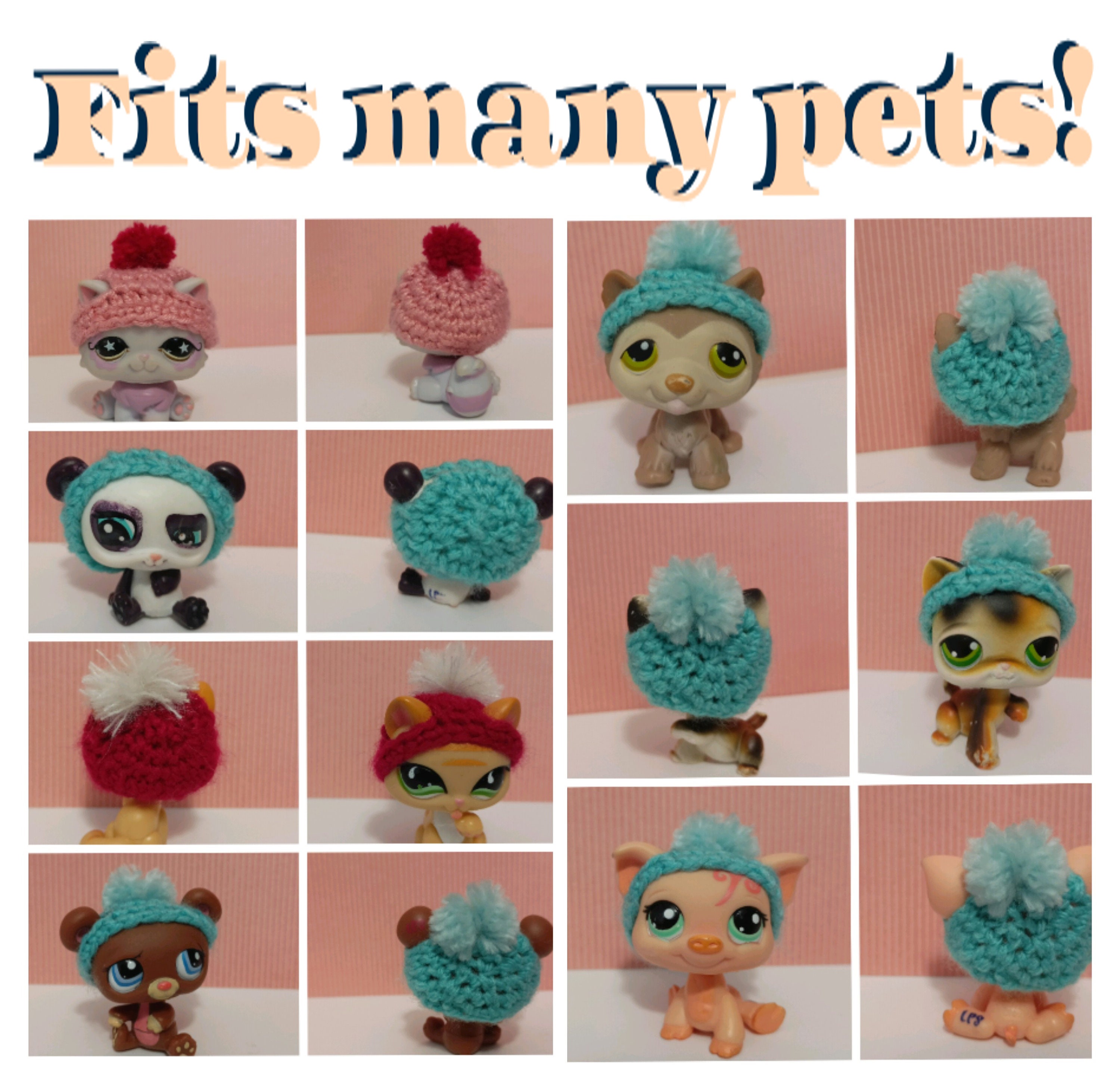 Bobble Hat Beanie Crocheted for LPS POP Littlest Pet Shop Figures ...