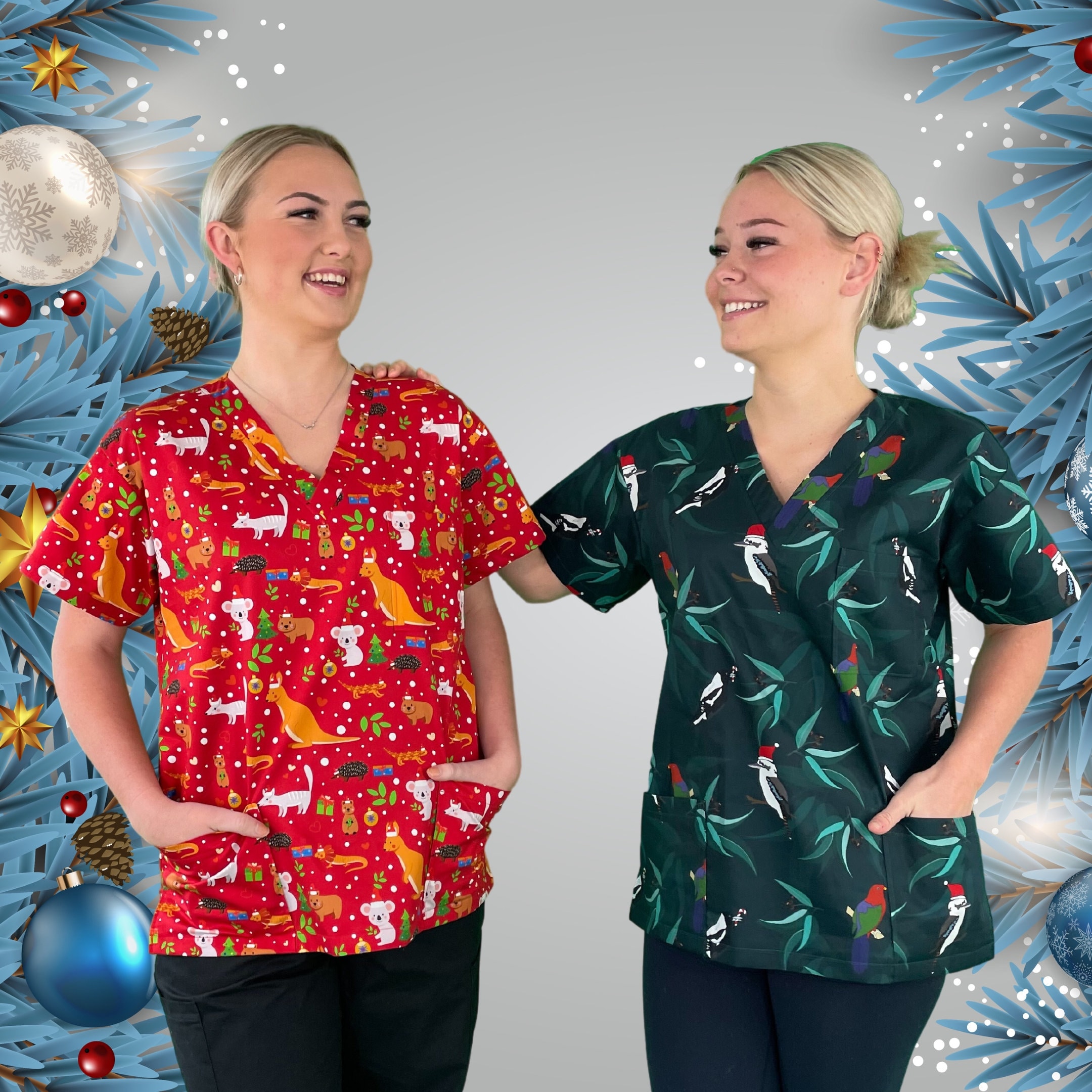 CHRISTMAS SCRUBS TOP. 100% Cotton to Suit Medical and Healthcare ...