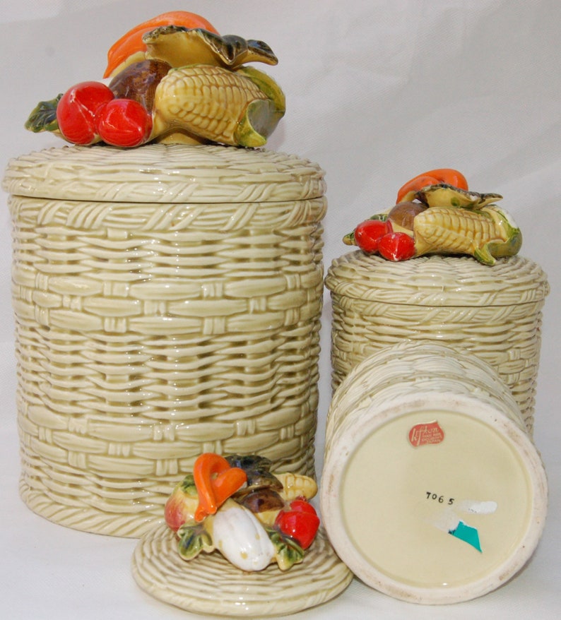 Vintage Lefton Basketweave Canisters Set of Three Made in Japan - Etsy