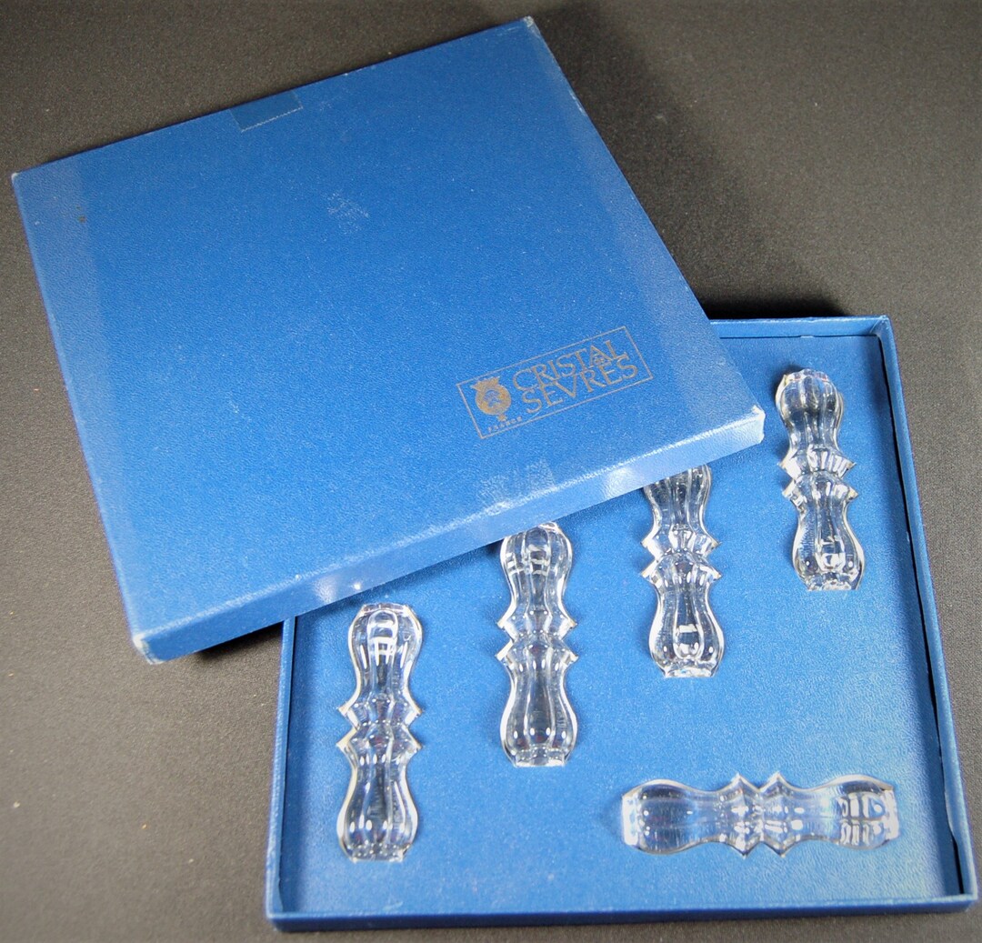 Set 6 Vintage Cristallerie De Sevres Set of Crystal Knife Rests IN BOX ...